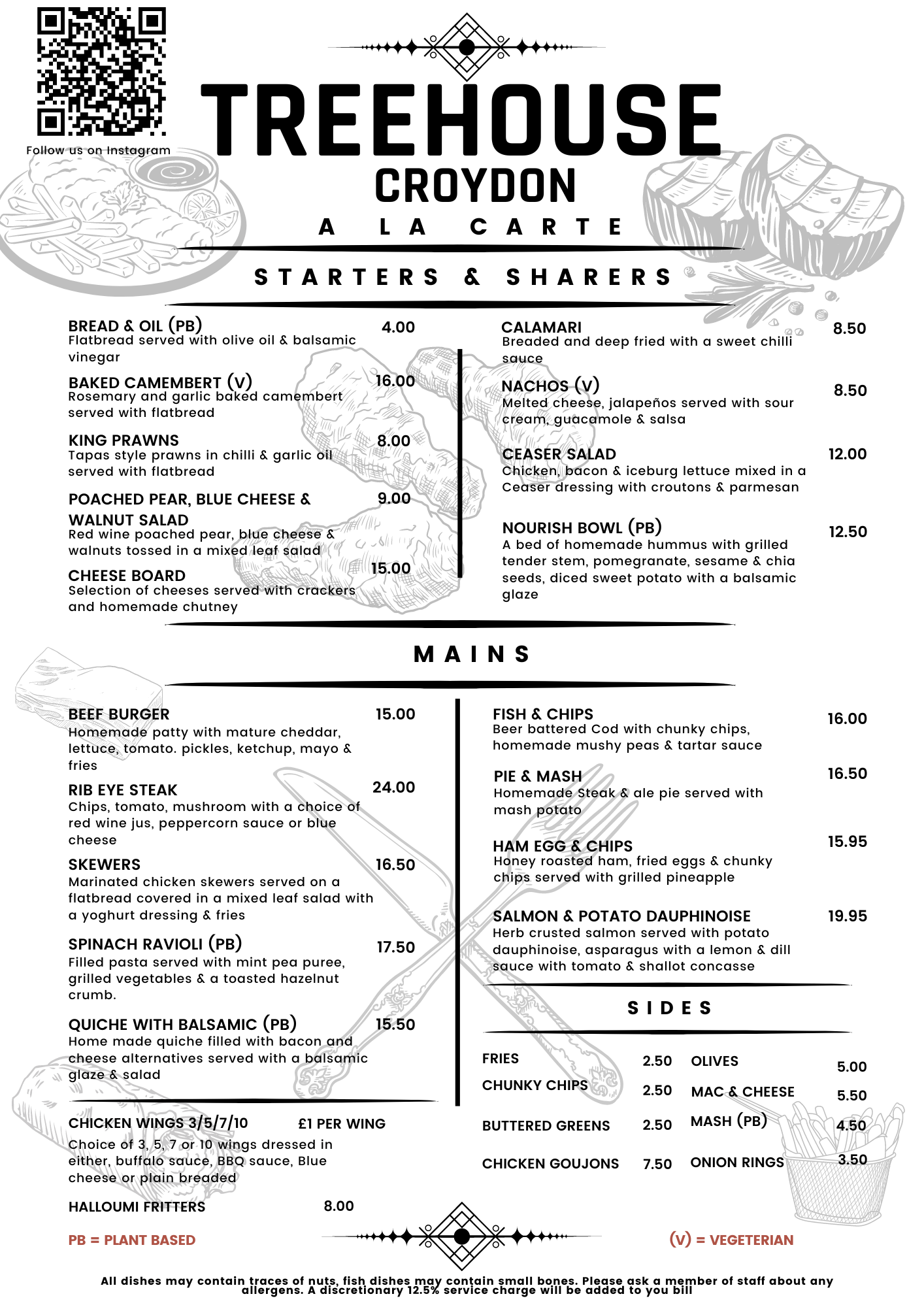 Menus – Tree house Croydon